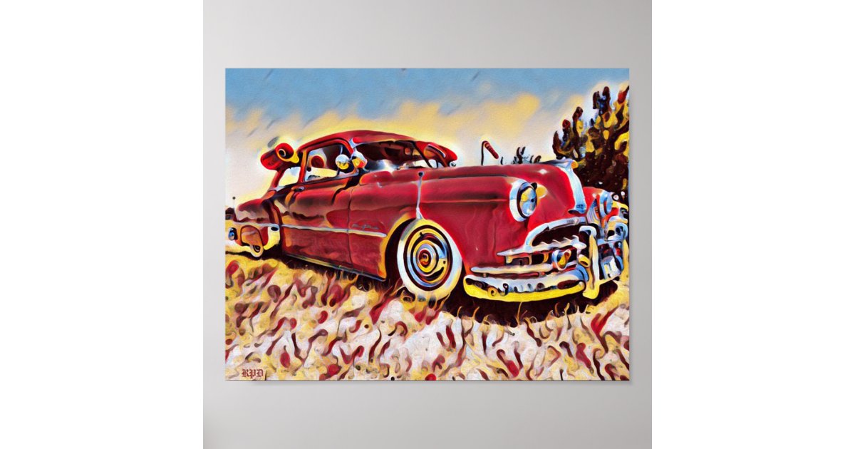 Chevrolet Lowrider Bomb Red Low Rider Chevy Art Poster | Zazzle