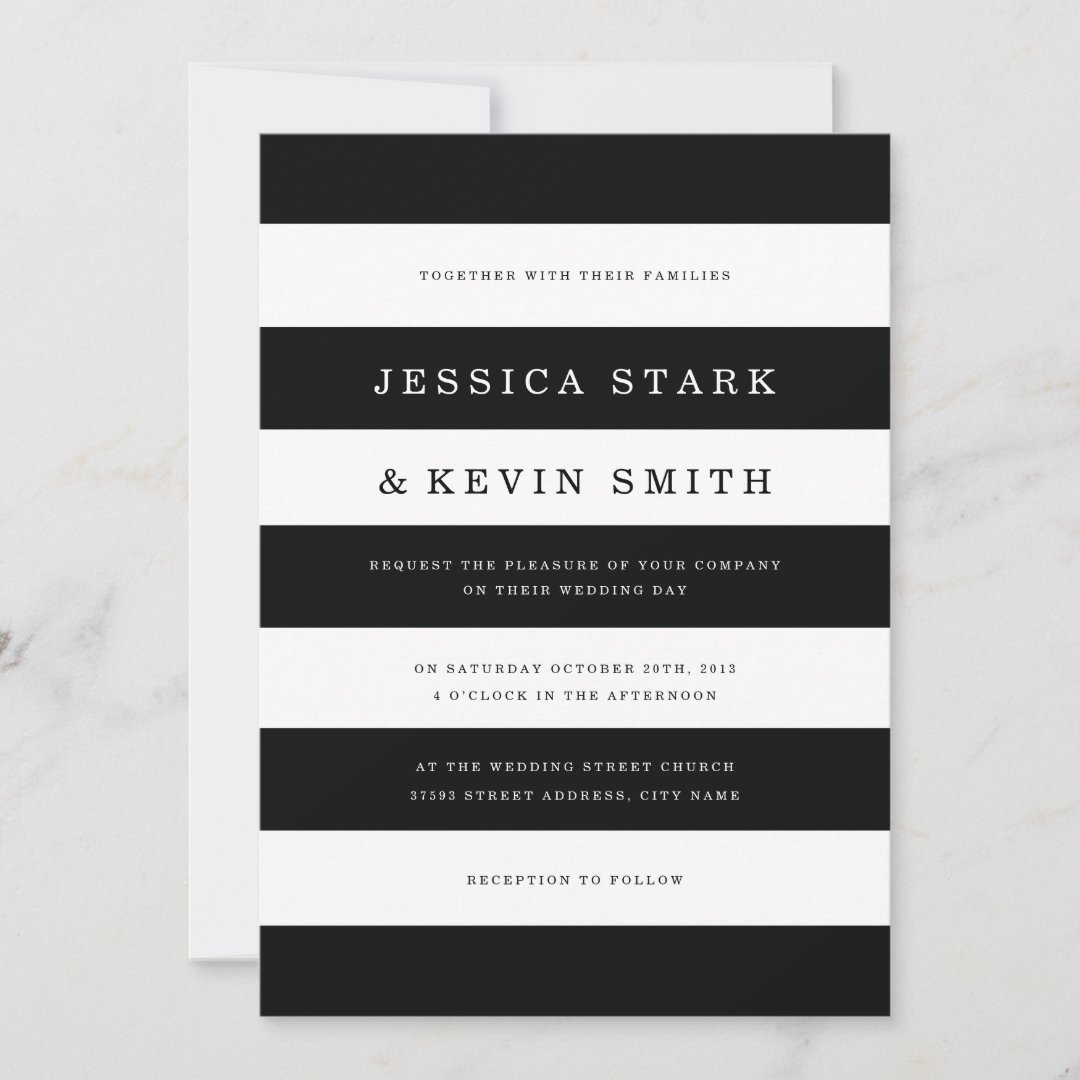 Chic Black Stripes Wedding Invitation | Zazzle