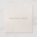 Chic Stylish Modern Beige Linen Square Business Card | Zazzle