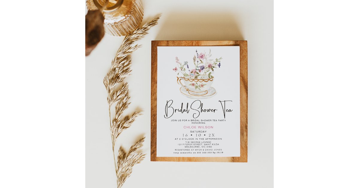Chic Wildflowers Tea Party Bridal Shower Invitation | Zazzle