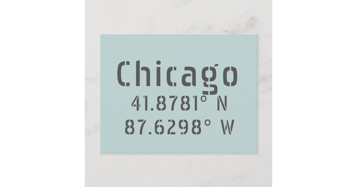 Chicago Latitude & Longitude Postcard | Zazzle