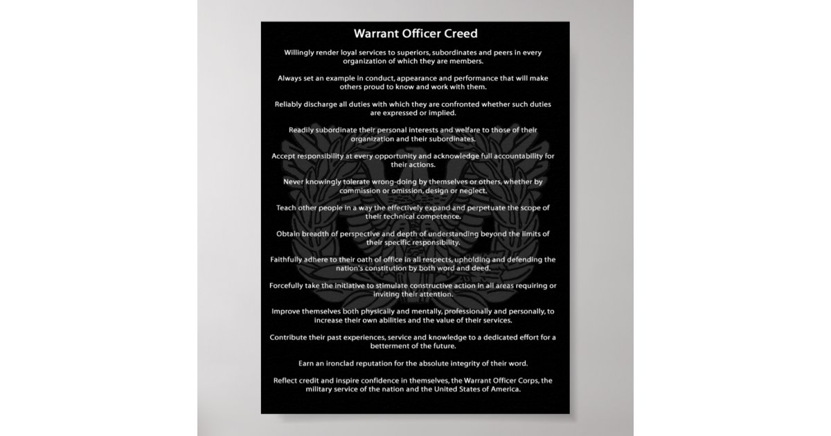 Chief Warrant Officer Creed Poster | Zazzle