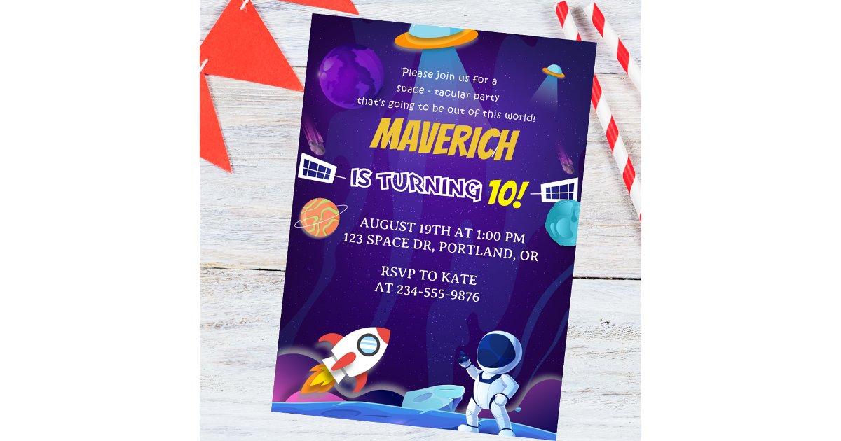 Children's Outer Space Planets Birthday Invitation | Zazzle