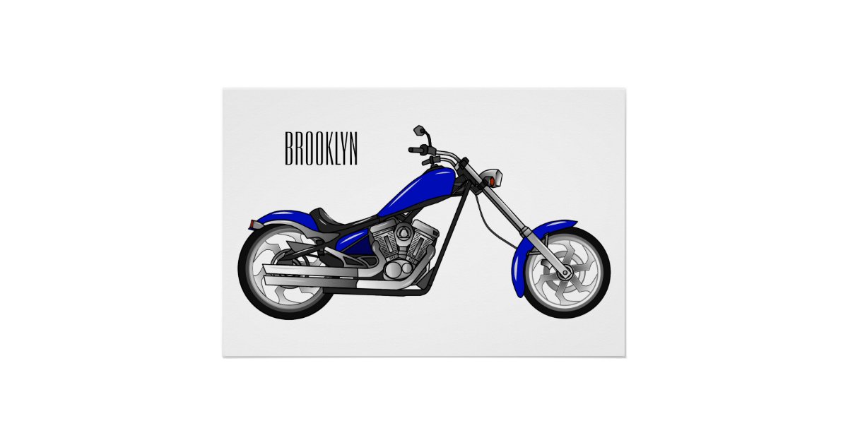 Chopper motorcycle cartoon illustration poster | Zazzle