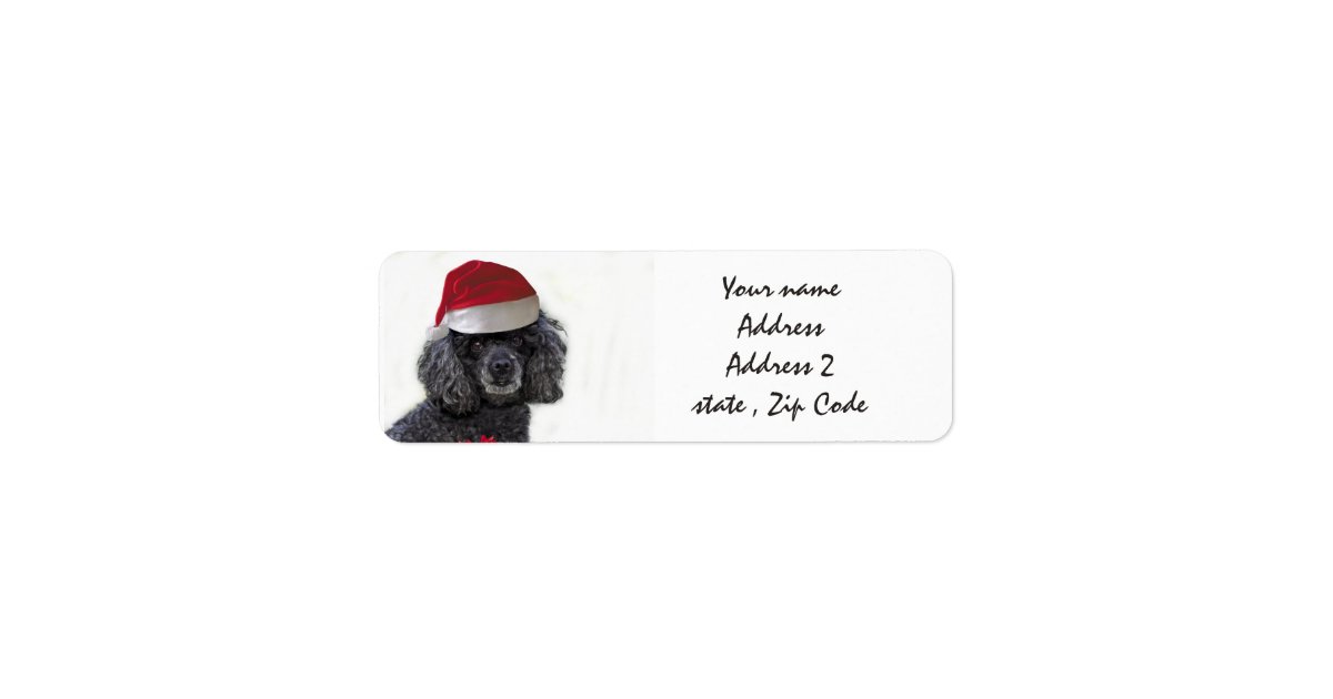 Christmas black Poodle Address Labels | Zazzle