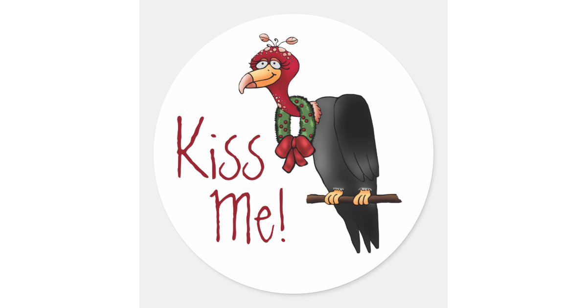 Christmas Cartoon Vulture Classic Round Sticker | Zazzle