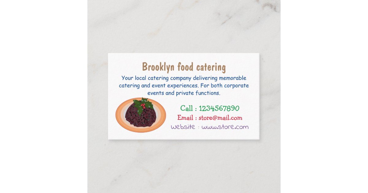 Christmas pudding cartoon illustration business card | Zazzle