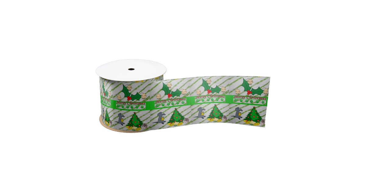 Christmas Ribbon, Mice Satin Ribbon | Zazzle