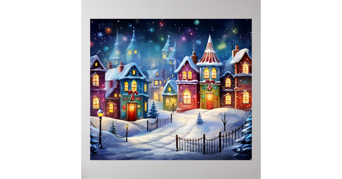 Christmas Scene Art Poster | Zazzle