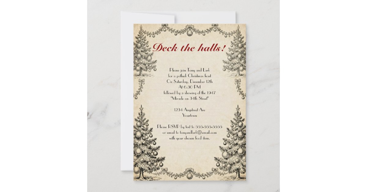 Christmas Trees and Garlands Holiday Party Invitation | Zazzle