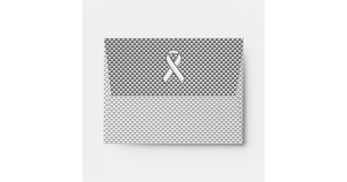 Chrome Like White Ribbon Awareness Carbon Fibre Envelope | Zazzle