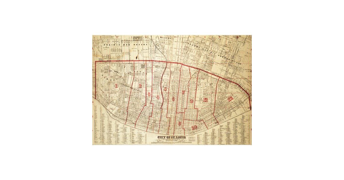 City of St. Louis, Missouri Map (1870) Canvas Print | Zazzle