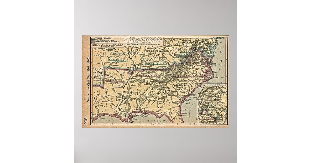 Civil War MAP Poster | Zazzle
