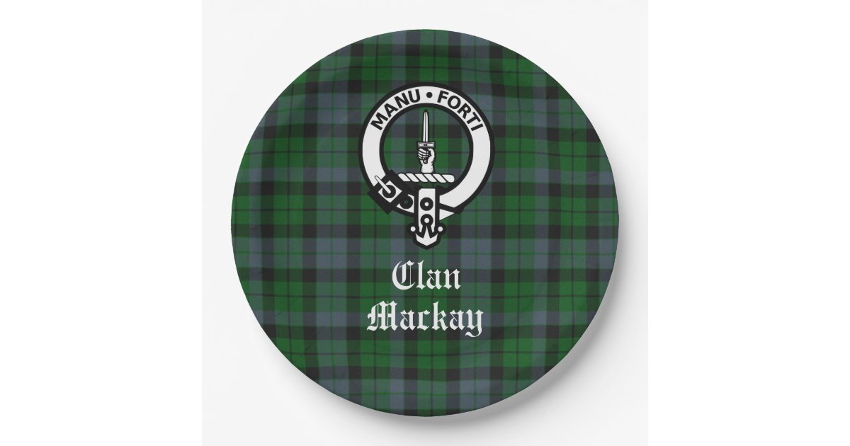 Clan Mackay Crest Badge and Tartan Customizable Paper Plate | Zazzle