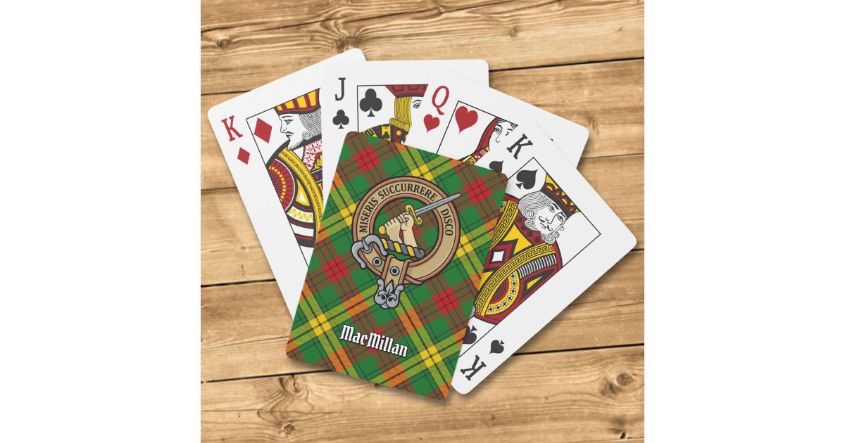 Clan MacMillan Crest over Tartan Playing Cards | Zazzle