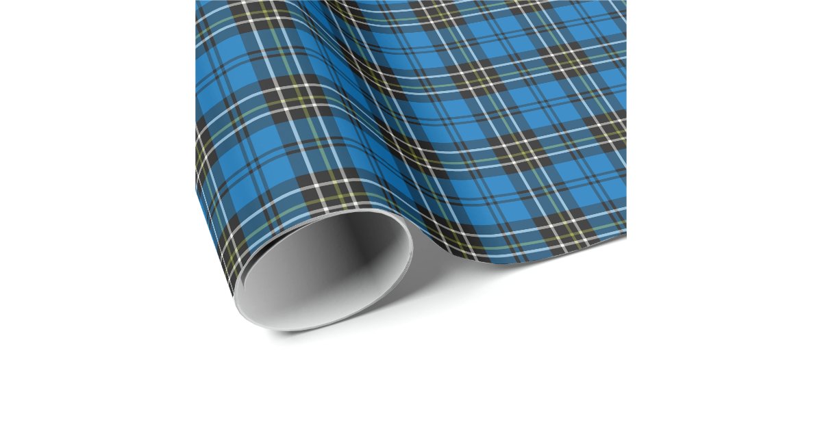 Classic Blue Vintage Plaid Wrapping Paper | Zazzle