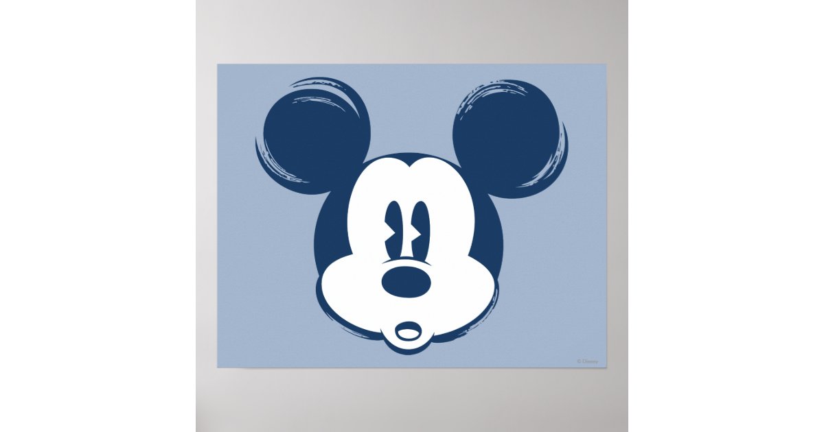 Classic Mickey | Blue Head Poster | Zazzle