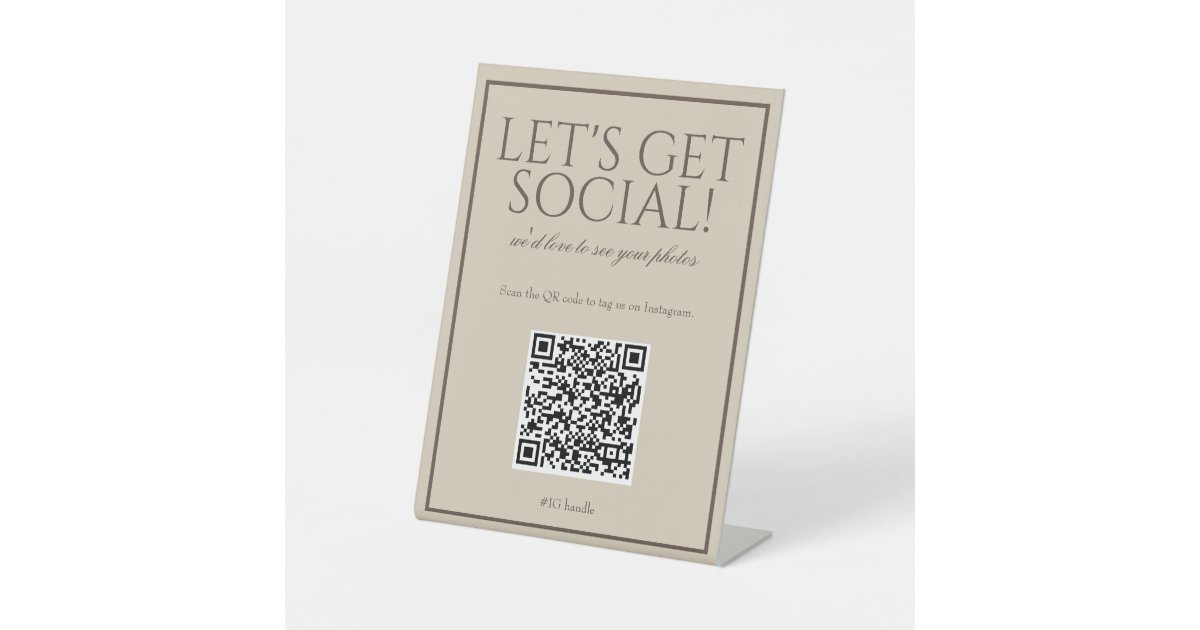 Classic Simple Brown QR Code Social Media Sign | Zazzle