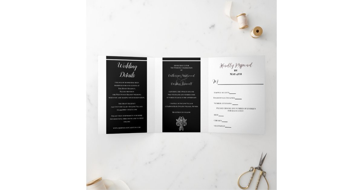 Classy Two Colour's Wedding Tri-Fold Invitation | Zazzle