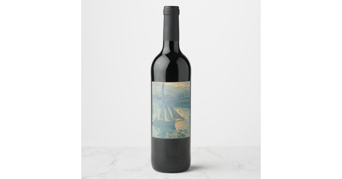 Claude Monet - Sunrise Wine Label | Zazzle