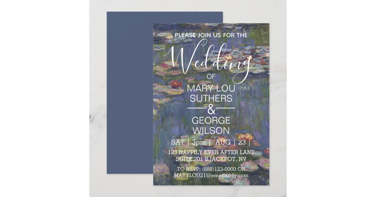 Claude Monet Water Lilies Wedding Invitation | Zazzle