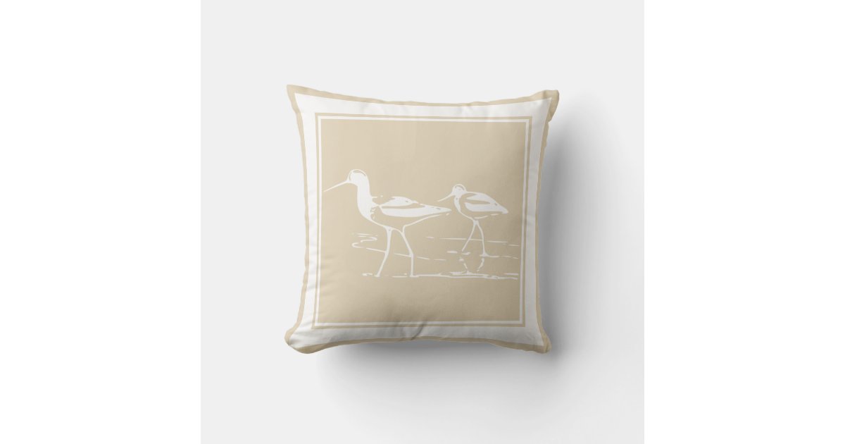 Coastal Beach Sand Pipers Throw Pillow | Zazzle