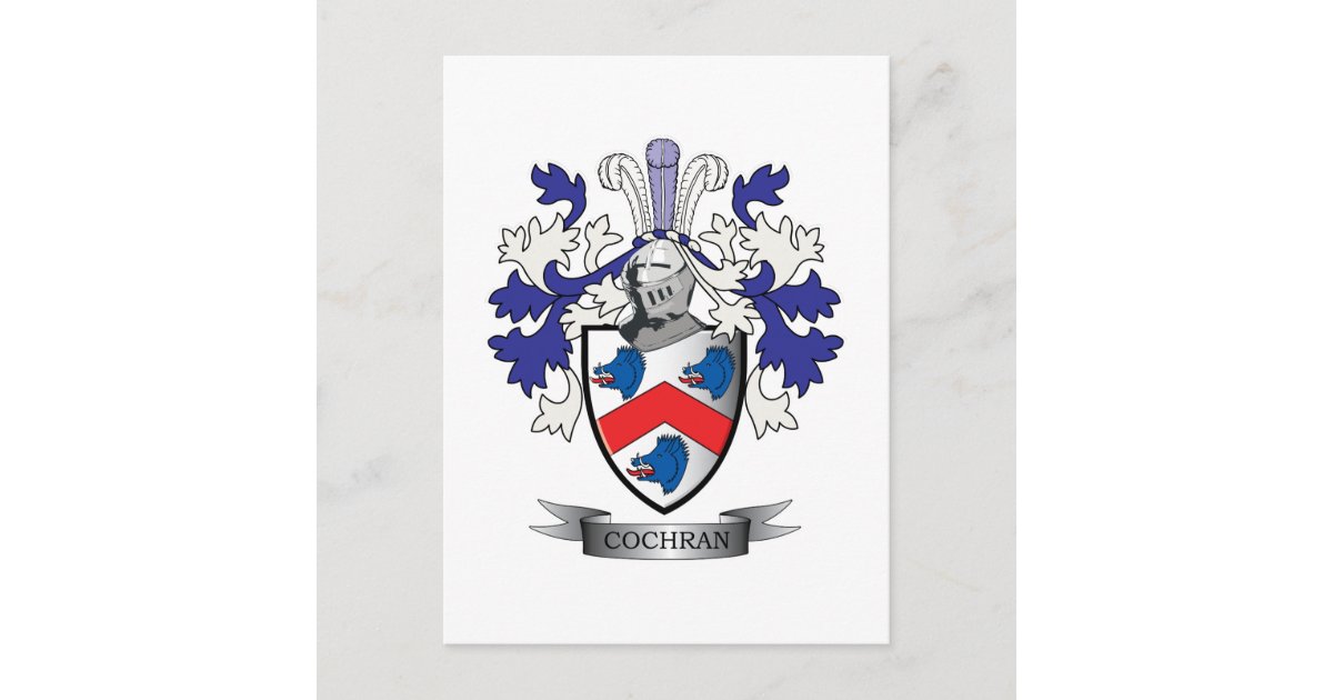 Cochran Family Crest Coat of Arms Postcard | Zazzle
