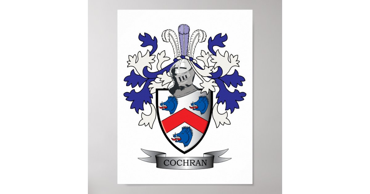 Cochran Family Crest Coat of Arms Poster | Zazzle