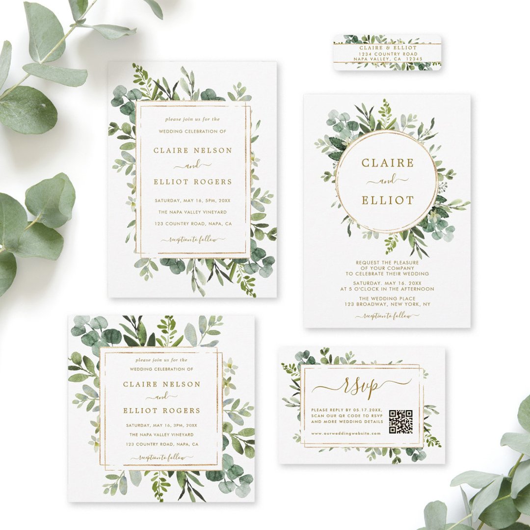 Botanical Gold Greenery Wedding Seating Chart | Zazzle
