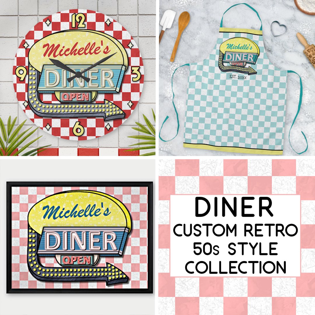 Create Your Own Custom Retro 50's Diner Sign 2 Square Sticker | Zazzle
