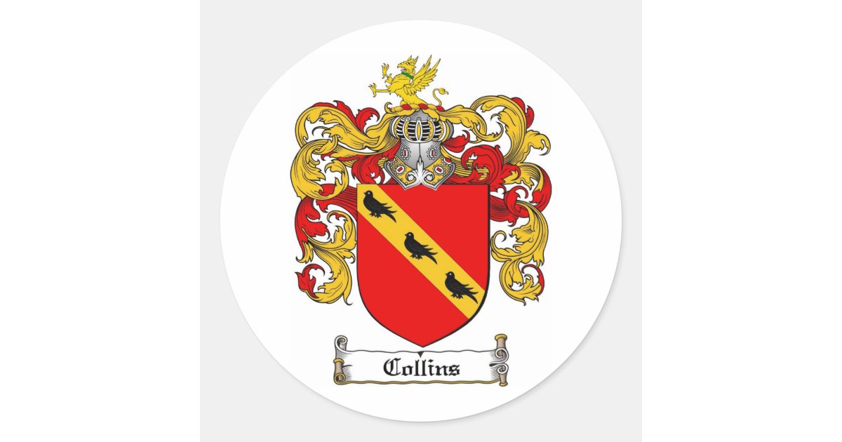 COLLINS FAMILY CREST - COLLINS COAT OF ARMS CLASSIC ROUND STICKER | Zazzle