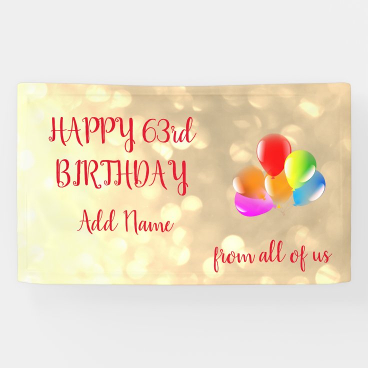 Colorful balloon design Happy 63rd Birthday Banner | Zazzle