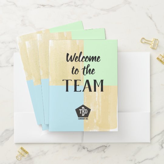 Colour block new employee onboarding welcome pocket folder | Zazzle.ca