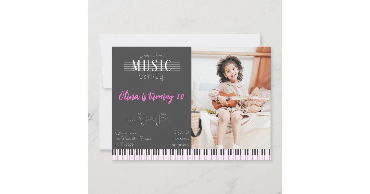 Colour Music Party Birthday Invitation | Zazzle