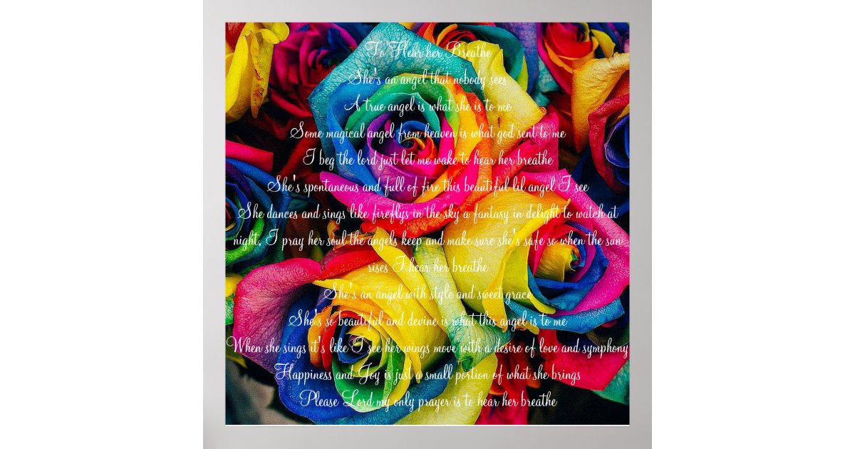 Coloured Roses with Poem Poster | Zazzle