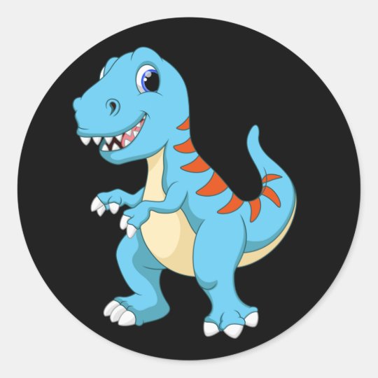 Colourful animated Dinosaur Classic Round Sticker | Zazzle.ca