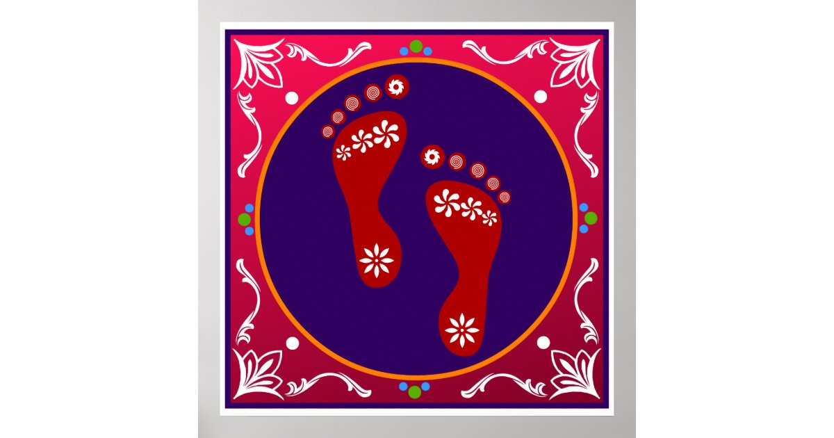 Colourful Diwali Rangoli With Footprint Poster | Zazzle