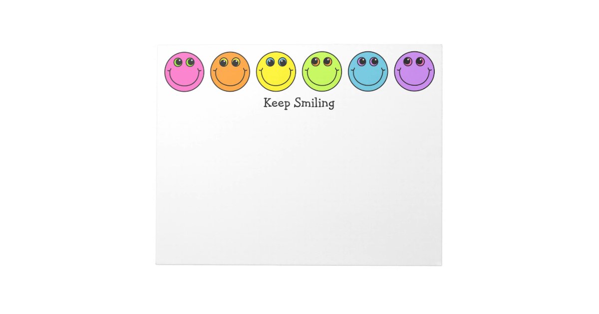 Colourful Emoji Faces Keep Smiling Notepad | Zazzle