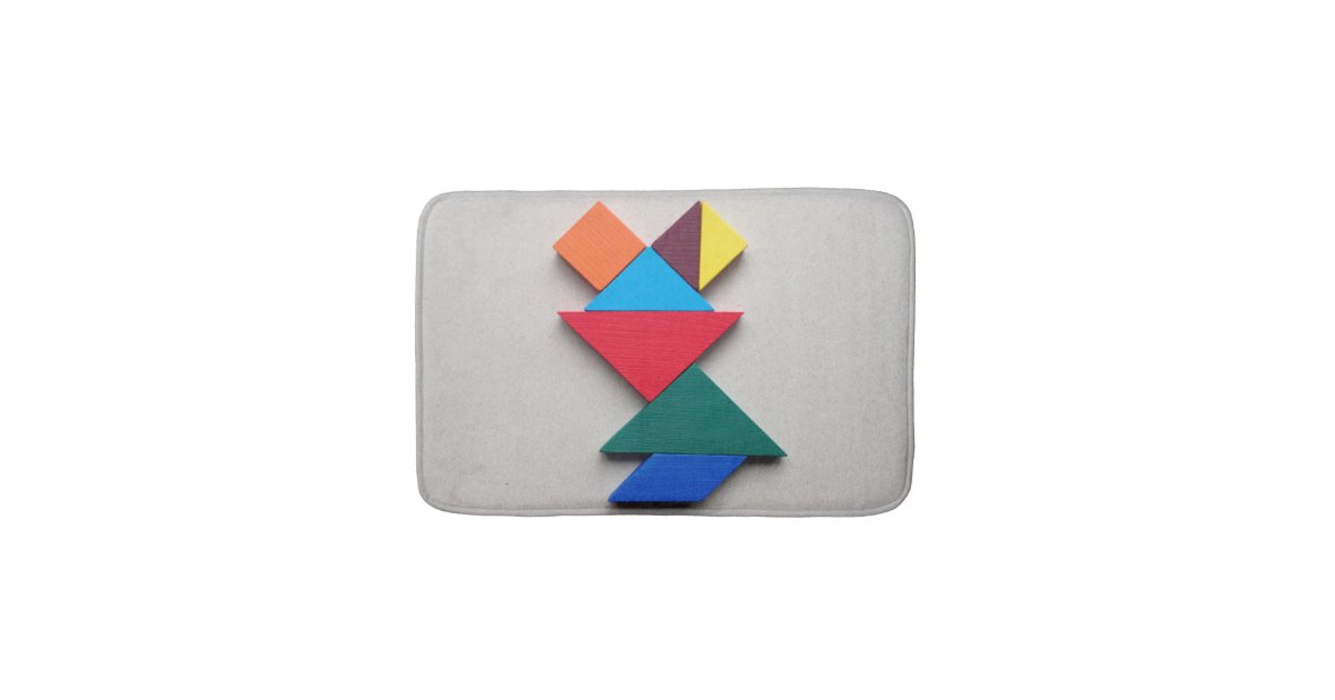 Colourful frog Tangram Bath Mat | Zazzle