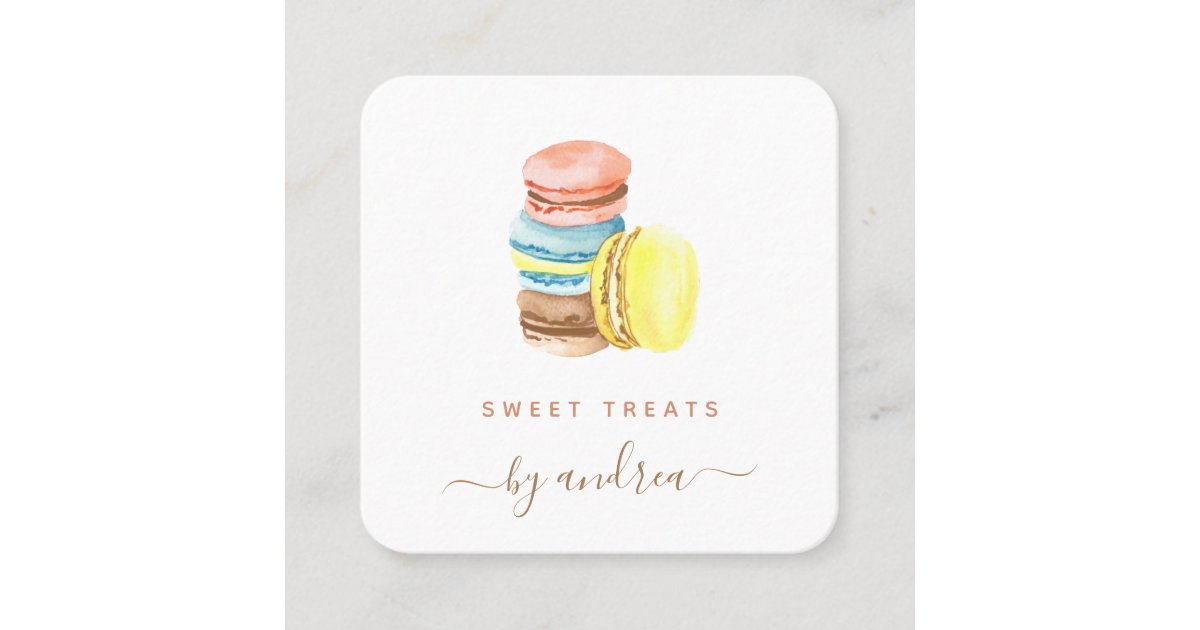 Colourful Macarons Qr Code Social Media Bakery Cut Square Business Card ...