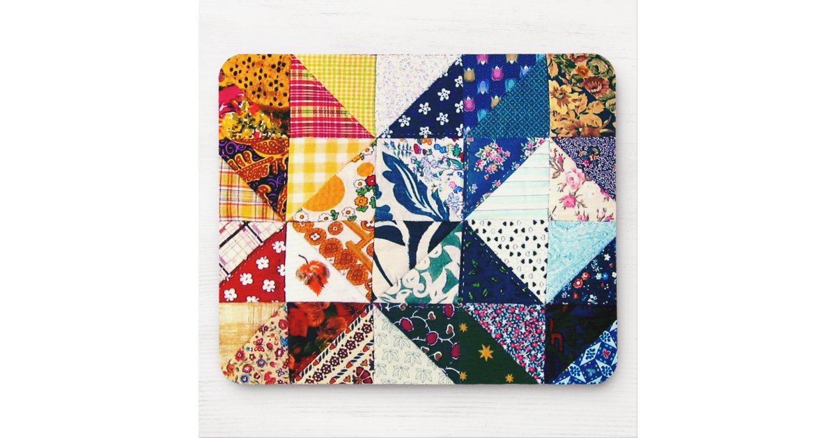 Colourful Patchwork Quilt Mouse Pad | Zazzle