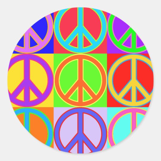 Colourful Peace Sign Design Classic Round Sticker | Zazzle.ca