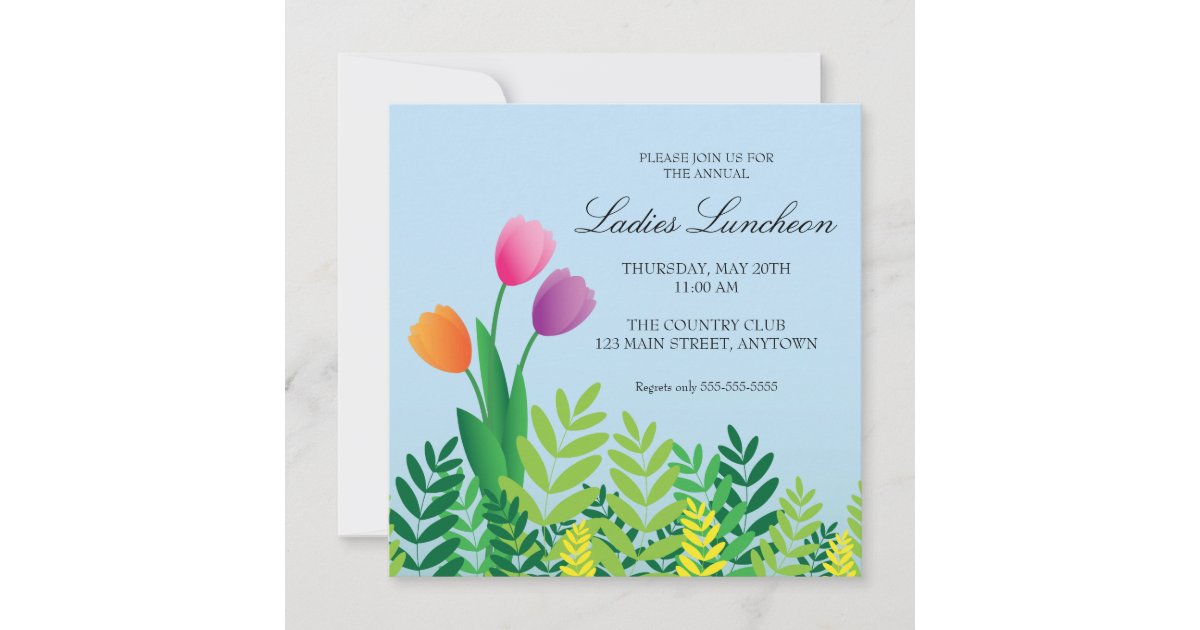 Colourful Tulips Spring Luncheon Invitation | Zazzle