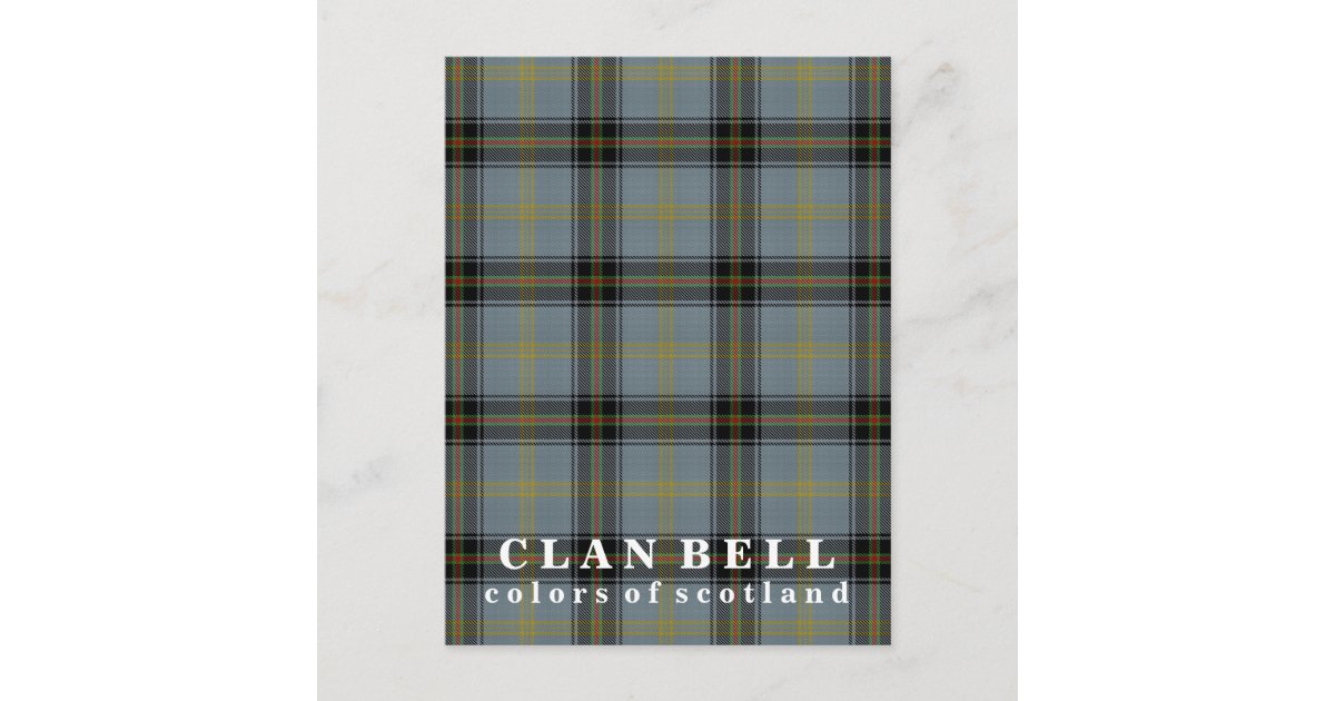 Colours of Scotland Clan Bell Tartan Postcard | Zazzle