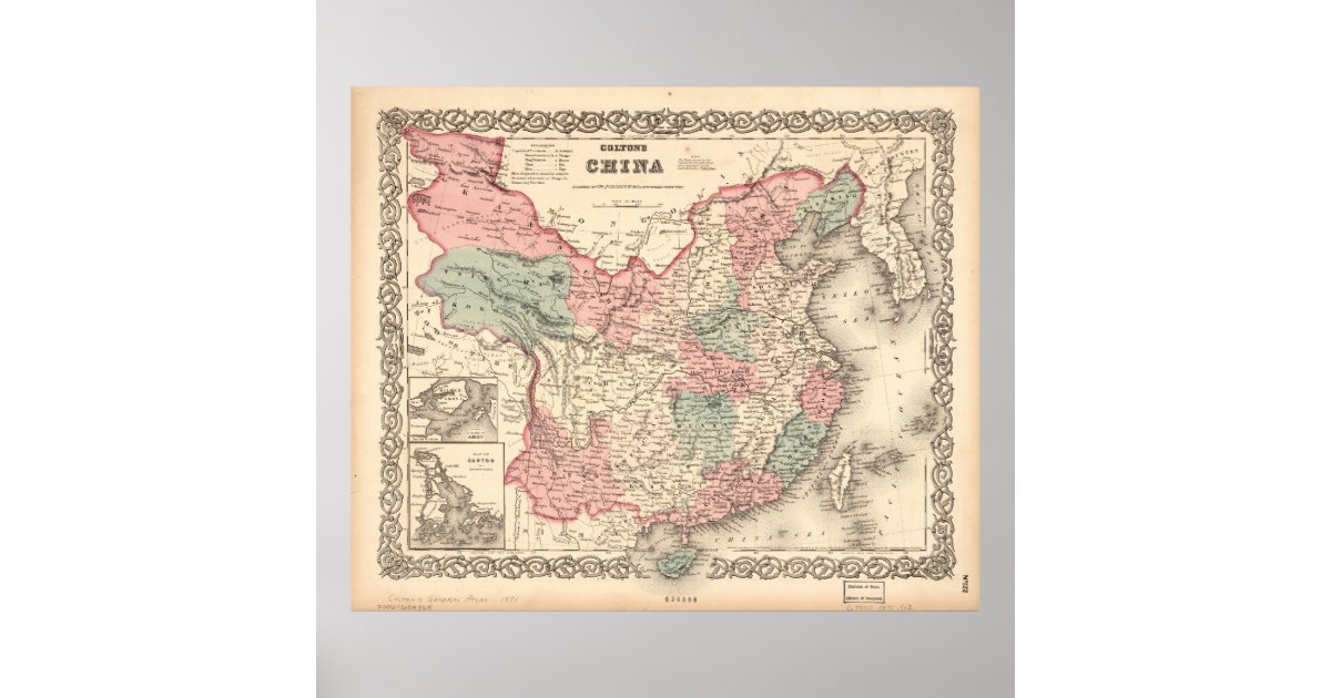 Colton's Map of China (1871) Poster | Zazzle