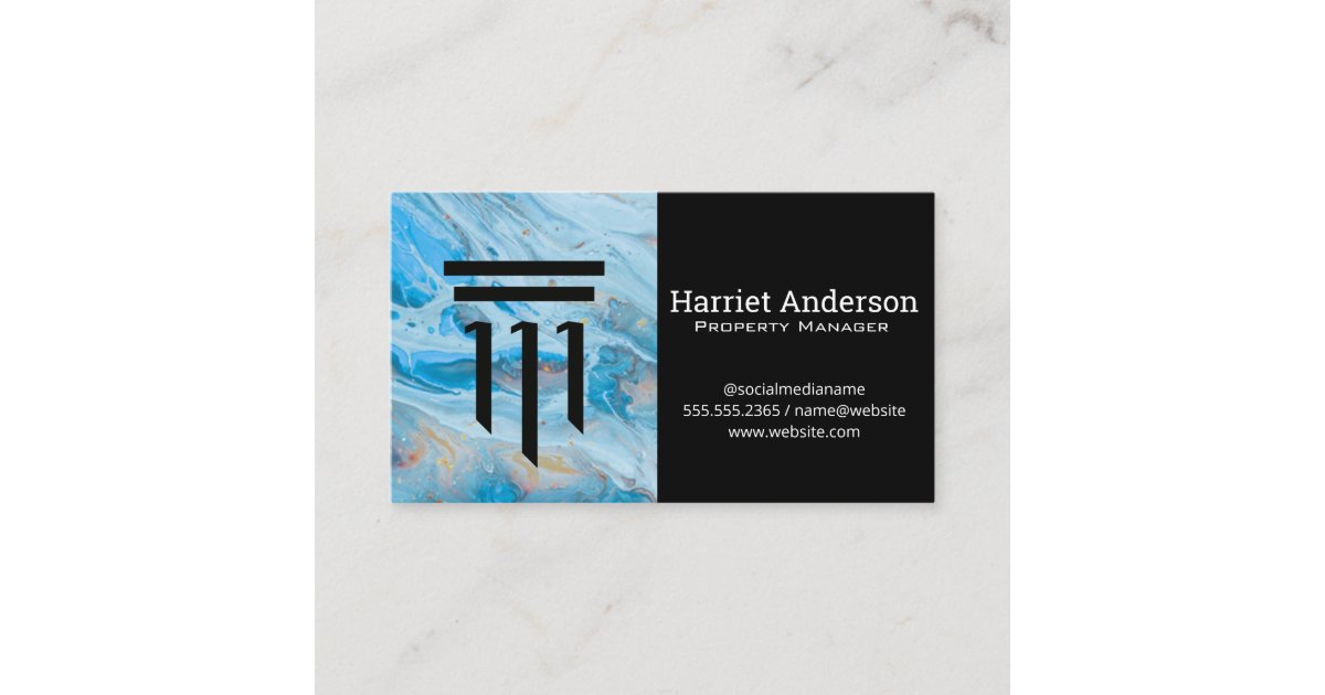 Column Logo | Corporate | Blue Marble Business Card | Zazzle