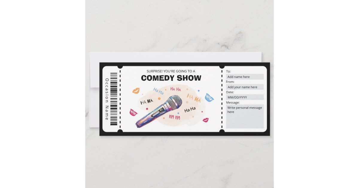 Comedy Show Gift Voucher, Stand Up Comedy Ticket Invitation | Zazzle