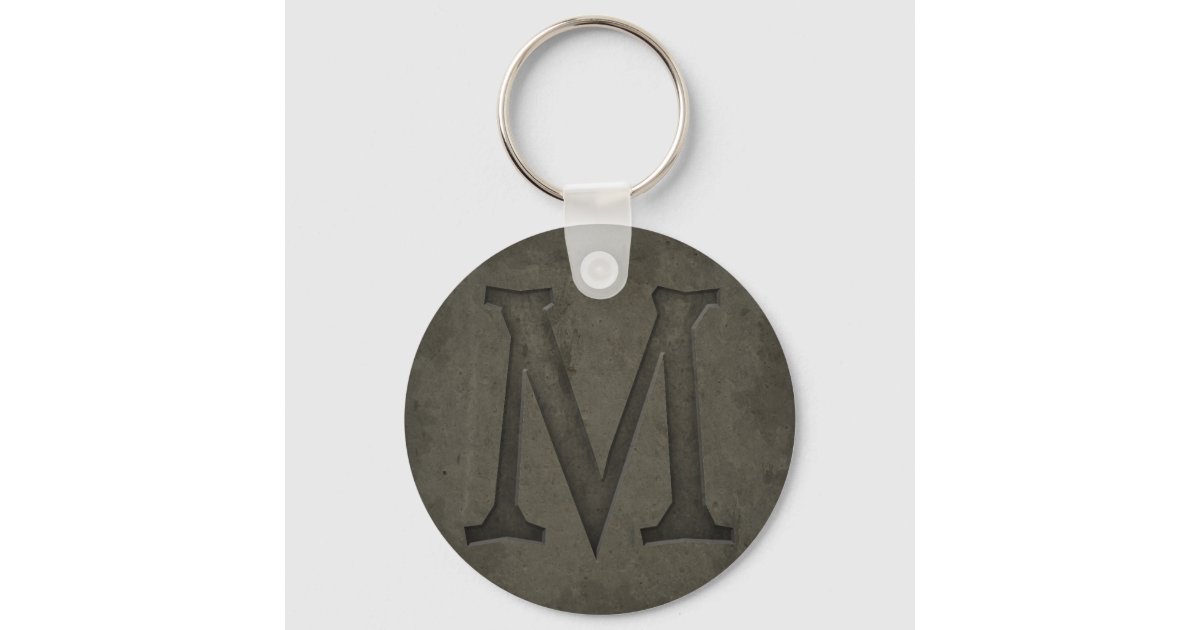 Concrete Monogram Letter M Keychain | Zazzle