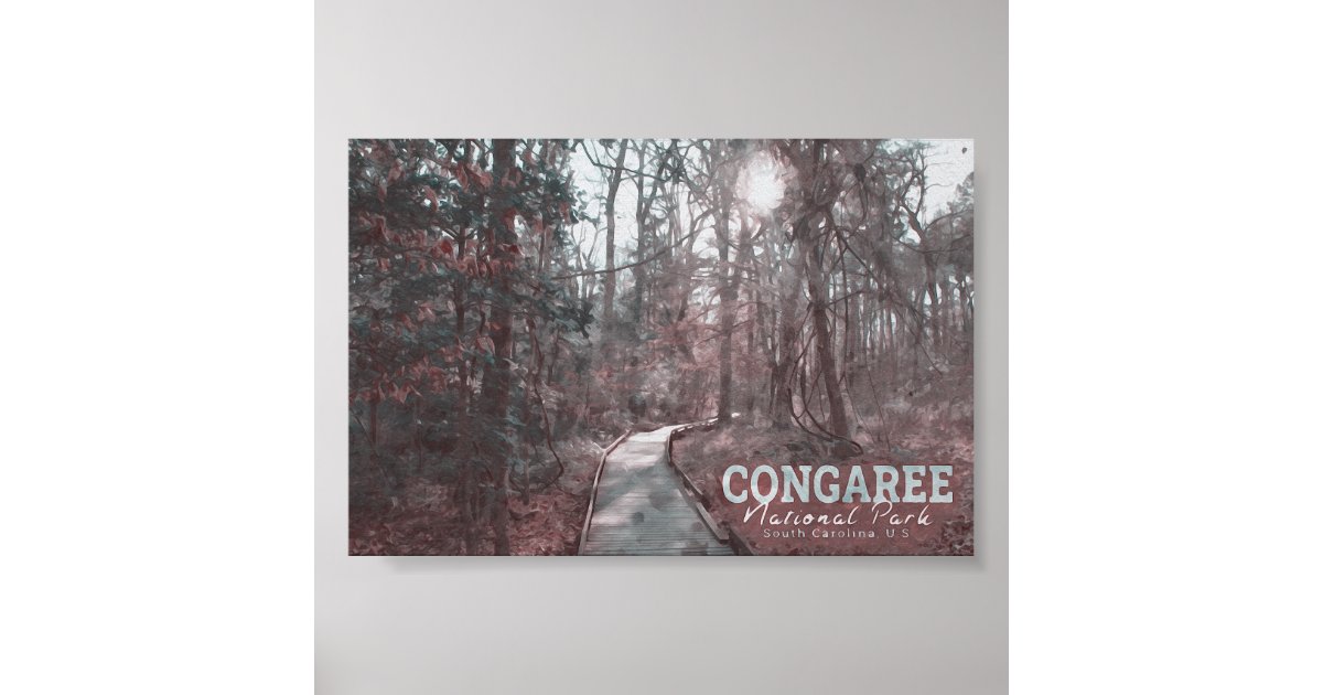 CONGAREE NATIONAL PARK WATERCOLOR - SOUTH CAROLINA POSTER | Zazzle