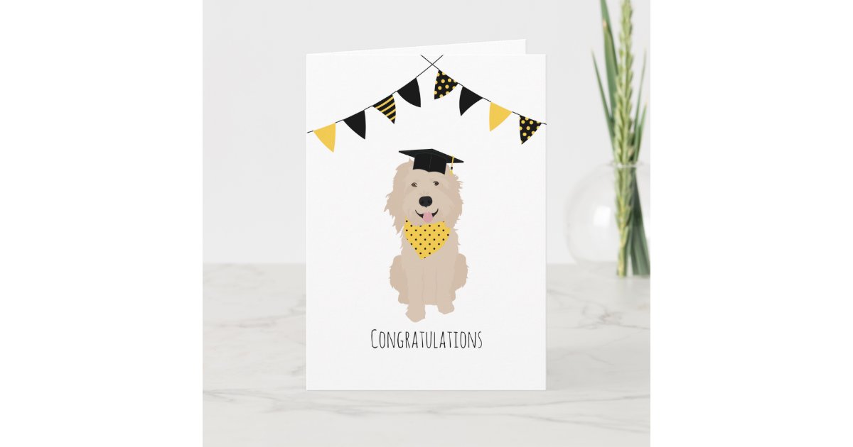 Congratulations Doodle Dog Graduation Cap Card | Zazzle